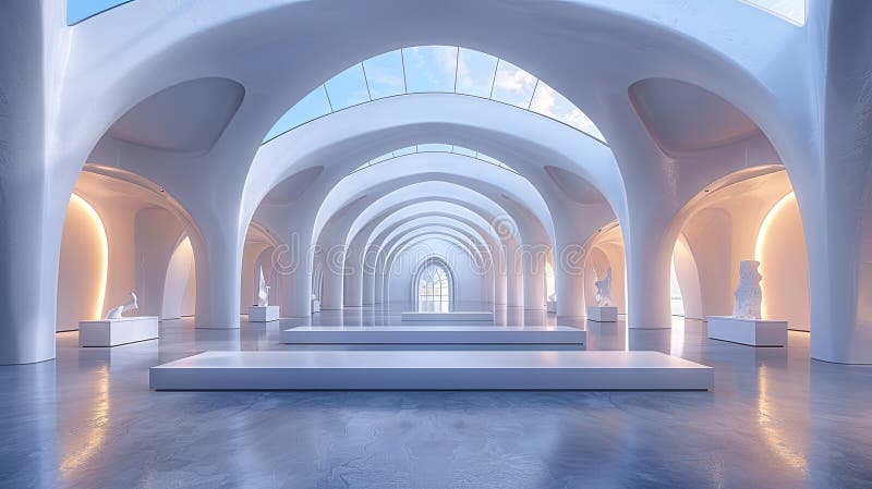 Futuristic Chamber with Glowing Circular Platform. Stock Illustration ...