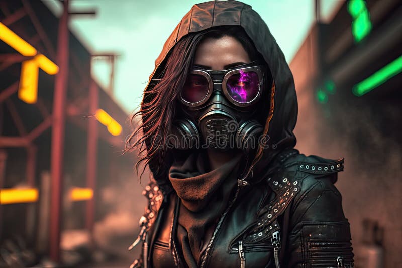 Futuristic Character in a Gas Mask and a Face Mask. Generative Ai Stock ...