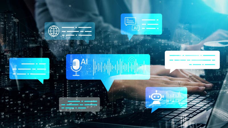 Futuristic Chat Interface with AI Elements and Digital Connectivity in ...