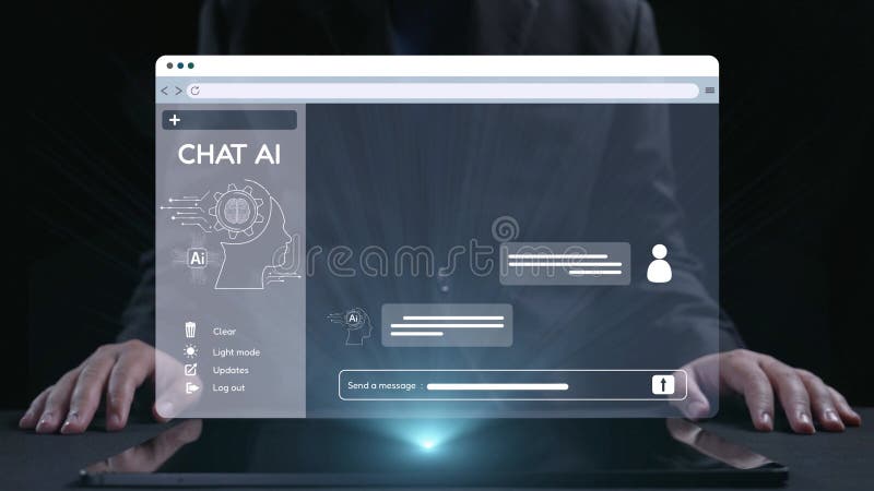 Futuristic Chat Interface with AI Elements and Digital Connectivity in ...
