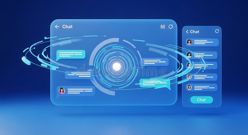 Futuristic Chat Interface with Circular Data Flow and User Profiles in ...