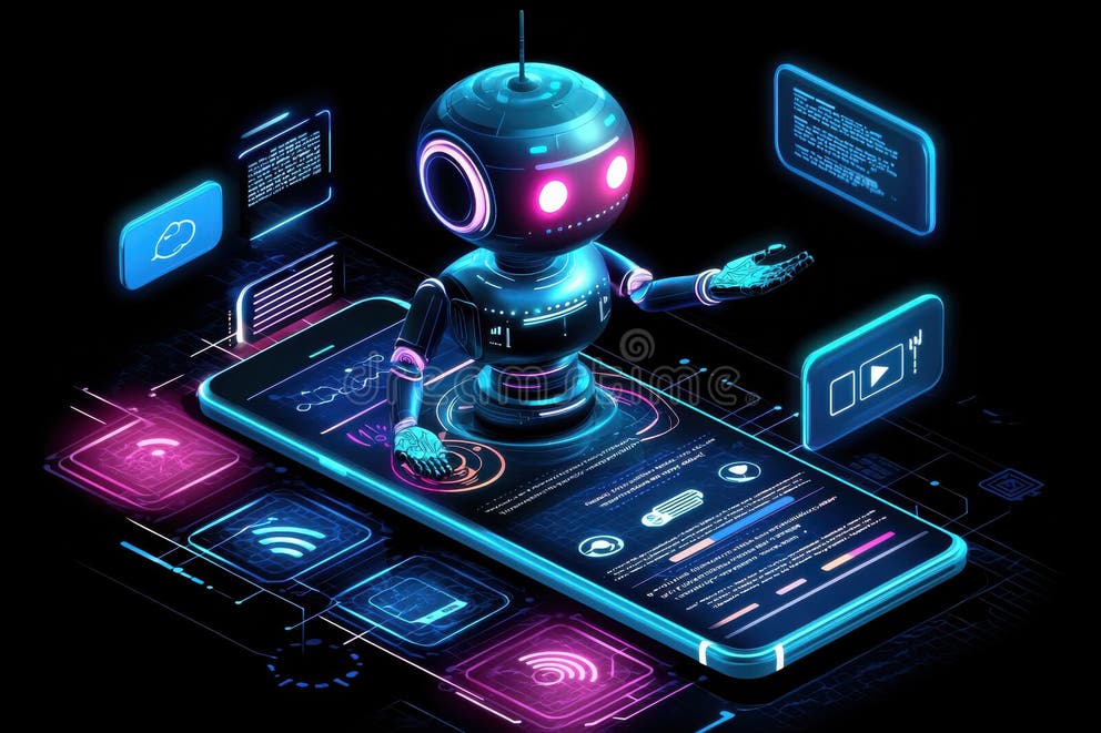 Futuristic Chatbot Interacting with an AI-powered Mobile Device in a ...