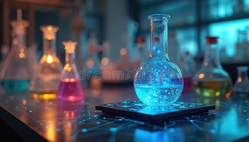 Futuristic Chemistry Lab with Modern Glassware, Tech, Tools. Clean Lab ...