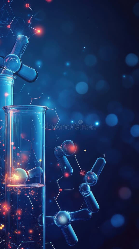 Futuristic Chemistry Theme with Molecular Structures and Bubbling Test ...