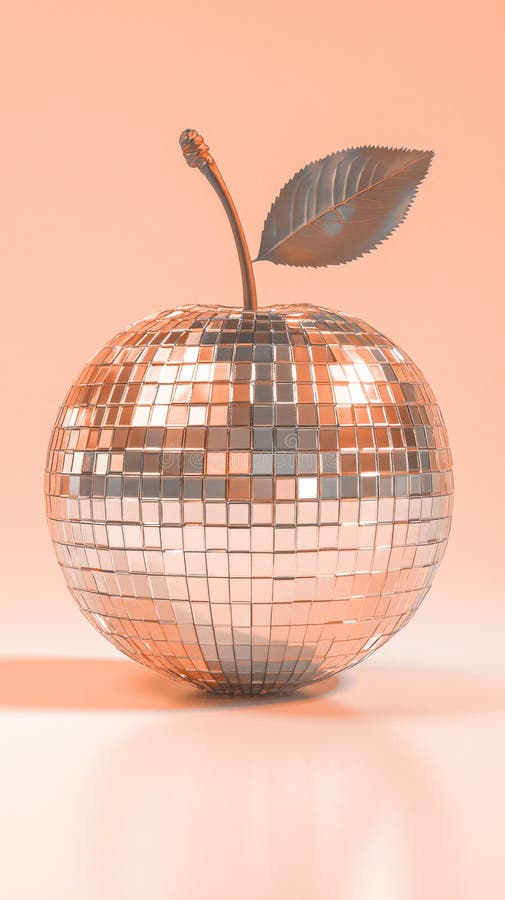 Futuristic Cherry with Metallic Disco Ball Design for Creative Visual ...