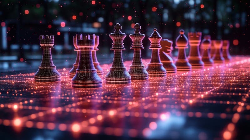 Futuristic Chess Pieces on a Glowing Board, Chessboard Stock Photo ...