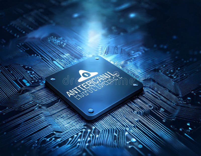 A Futuristic Chip, Illuminated by a Spotlight, Dominates the Image ...