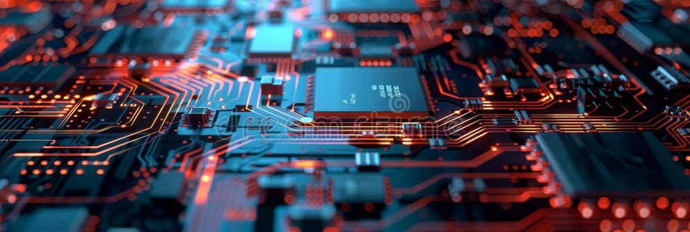 Futuristic Chipset on Circuit Board Digital Transformation Backdrop ...