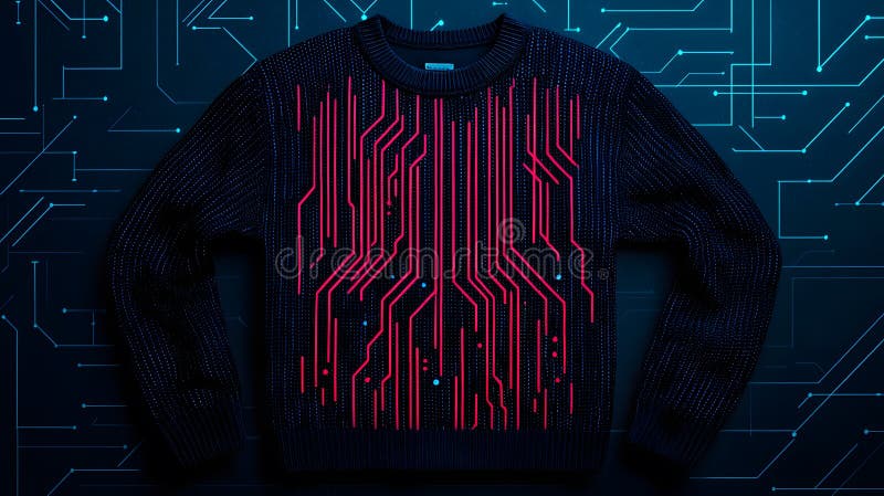 Futuristic Christmas Sweater Featuring Bold Circuit Patterns in ...