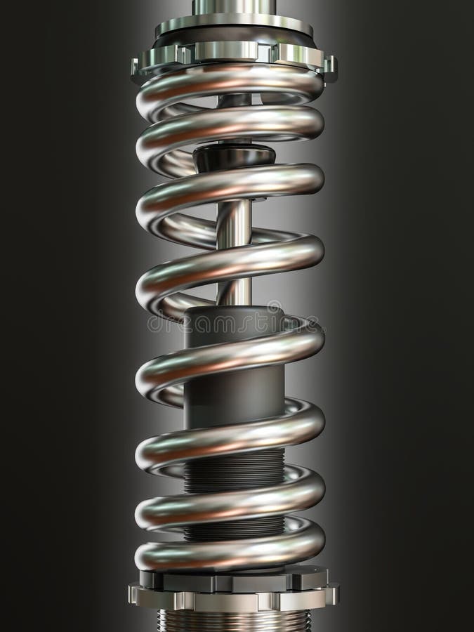 Futuristic Chrome Coil Spring on Dark Background Stock Illustration ...