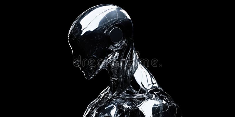 Futuristic Chrome Humanoid Robot Profile with Sleek Design and ...