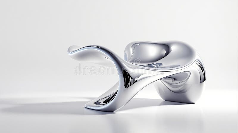 Futuristic Chrome Sculpture Reflecting Modern Abstract Design Stock ...