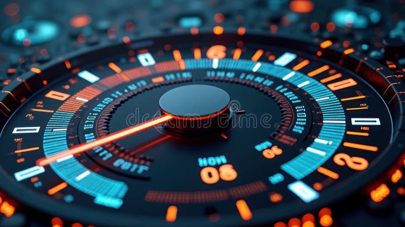 Futuristic Chronograph with Orange and Blue Illuminated Dial Stock ...