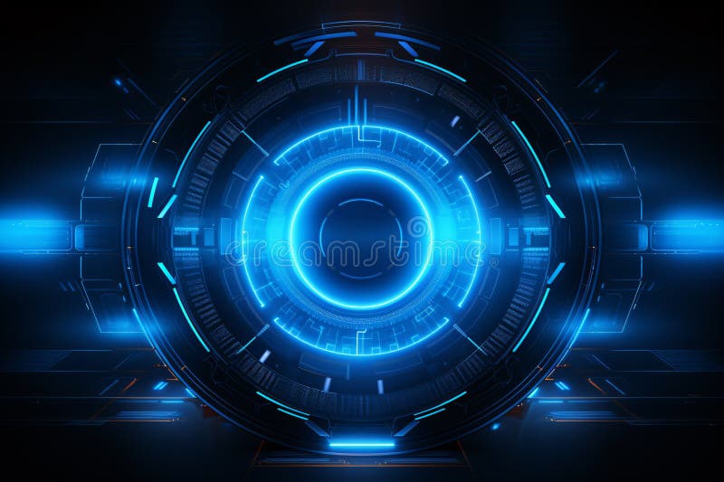 Futuristic Circle Glowing Light on Dark Background Generative Ai Stock ...