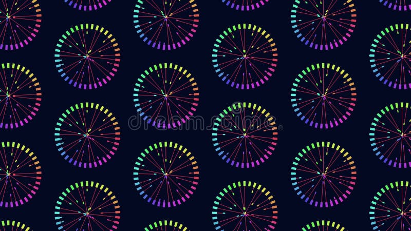 Futuristic Circles Pattern with Rainbow Color on Dark Space Stock Video ...