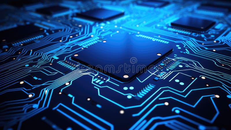 Futuristic circuit blue stock illustration. Illustration of system ...