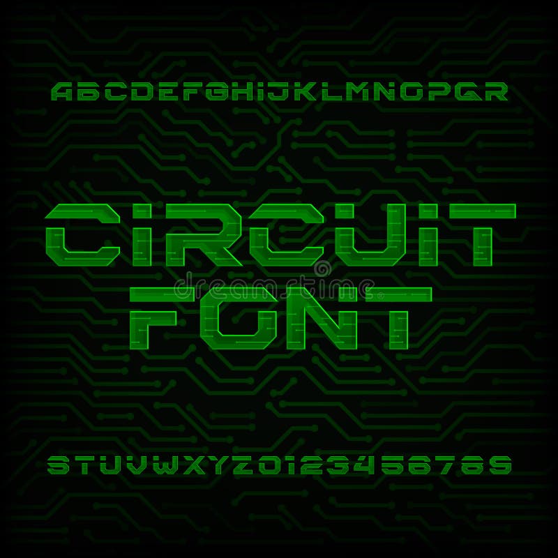 Circuit font stock vector. Illustration of graphic, lettering - 256429384