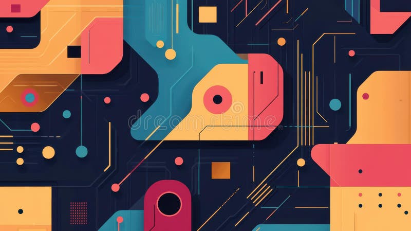 Futuristic Circuit Board Art Blends Modern Tech with Playful Cartoon ...