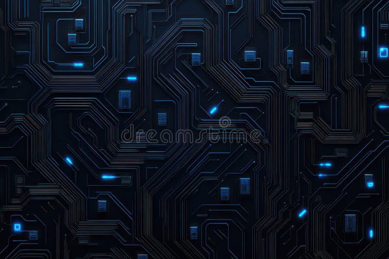 Futuristic Circuit Board Blue Lines Dark Background Tech Design Stock ...