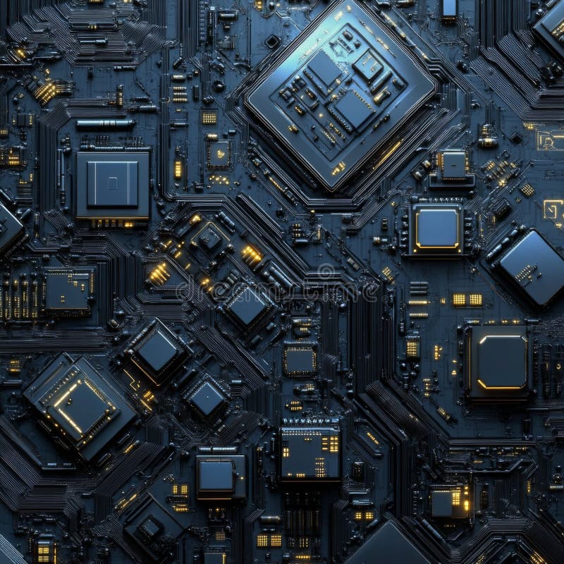 Microchip Motherboard Metallic Connections Advanced Computing Hardware ...