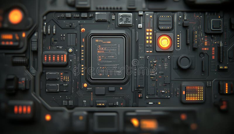 Futuristic Circuit Board, CPU Chip Technology Background, Motherboard ...