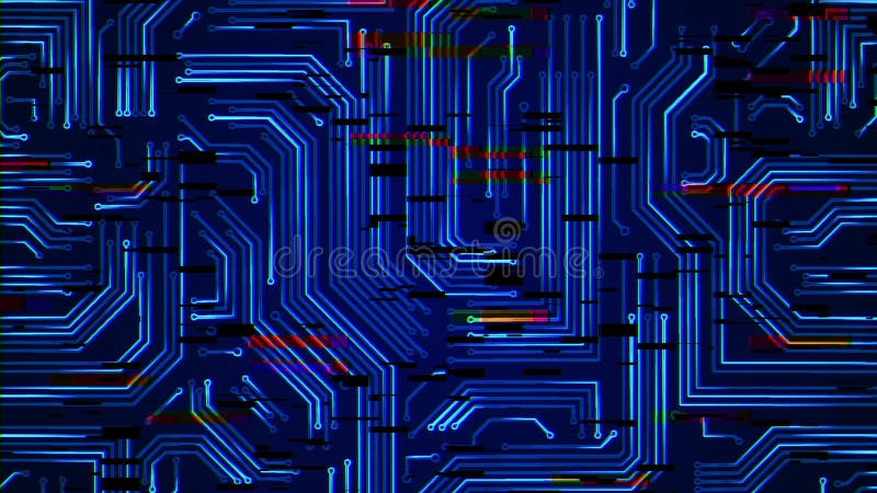 Digital Data Lines Connect Motherboard Circuit Animation. Stock Footage ...