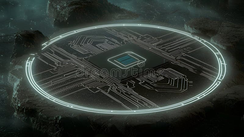 Futuristic Circuit Board Design with Glowing Details Stock Illustration ...