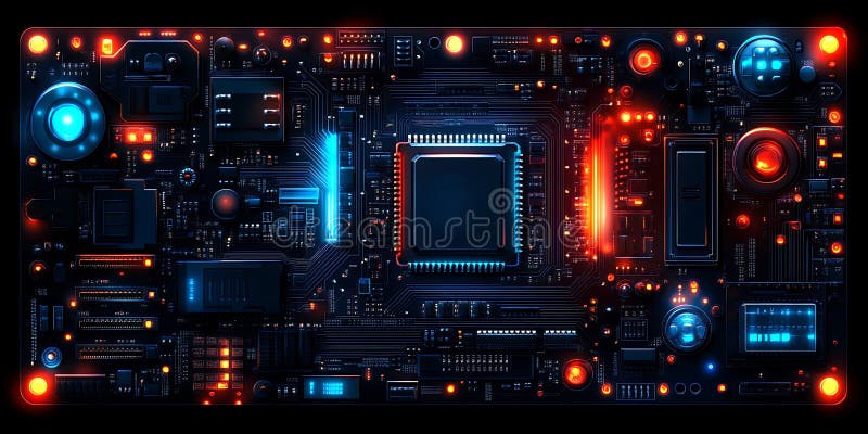 Futuristic Circuit Board Design High Tech Electronic Motherboard Technology Stock Illustration ...