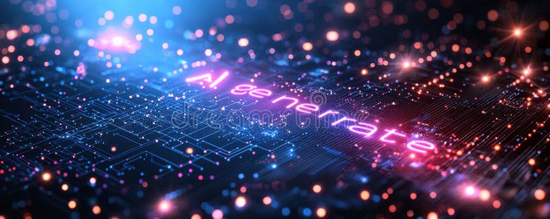 Futuristic Circuit Board with Glowing AI Generate Text in Neon Lights ...