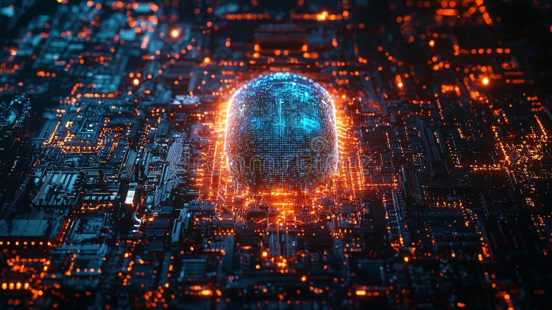 Technology Sense Future Brain Stock Illustration - Illustration of ...