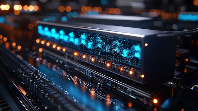 Technological Blue Data Center Server Stock Illustration - Illustration ...