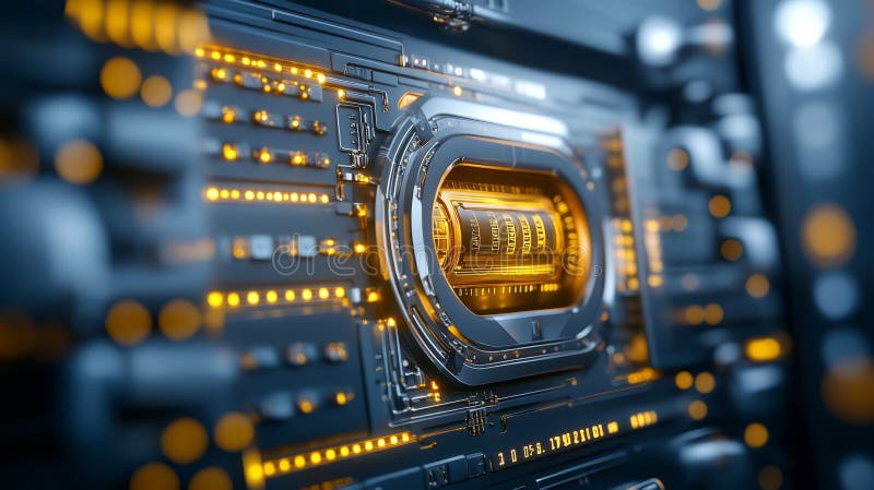 Futuristic Circuit Board with Glowing Components Stock Illustration ...