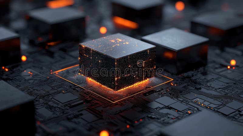 Futuristic Circuit Board with Glowing Elements Showcasing Technology ...