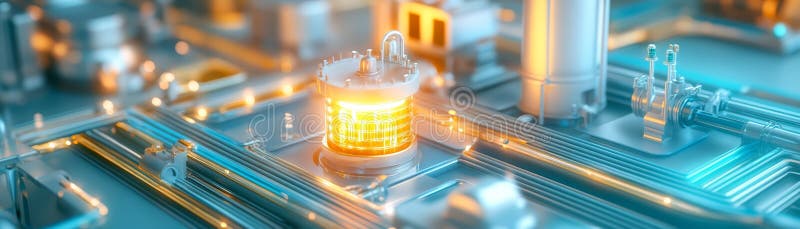 Futuristic Circuit Board with Glowing Energy Core Stock Illustration ...