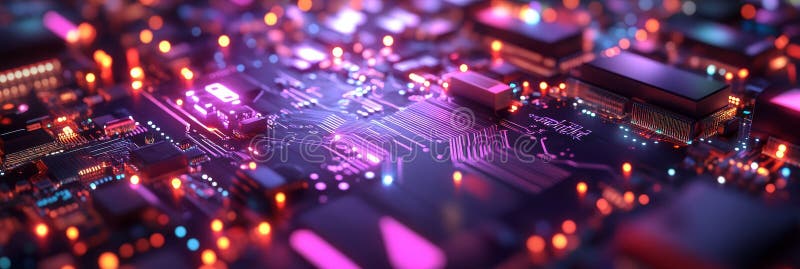 Futuristic Circuit Board with Glowing Lights a Closeup of a Futuristic ...