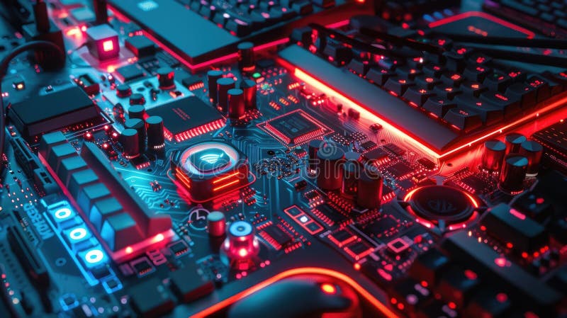 Futuristic Circuit Board with Glowing Lights Showcases Advanced ...