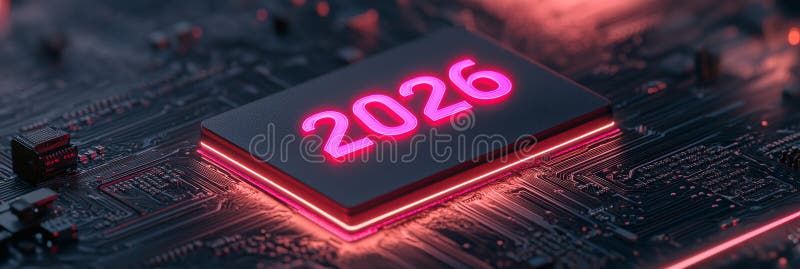 Futuristic Circuit Board with Glowing Numbers 2026, Concept for 2026 ...