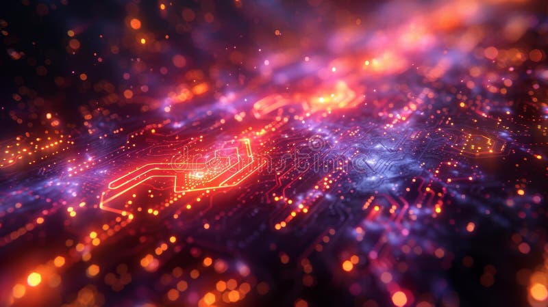 Futuristic Circuit Board with Glowing Traces - Generative Ai Stock ... Futuristic Circuit Board with Glowing Traces - Generative Ai Stock ...