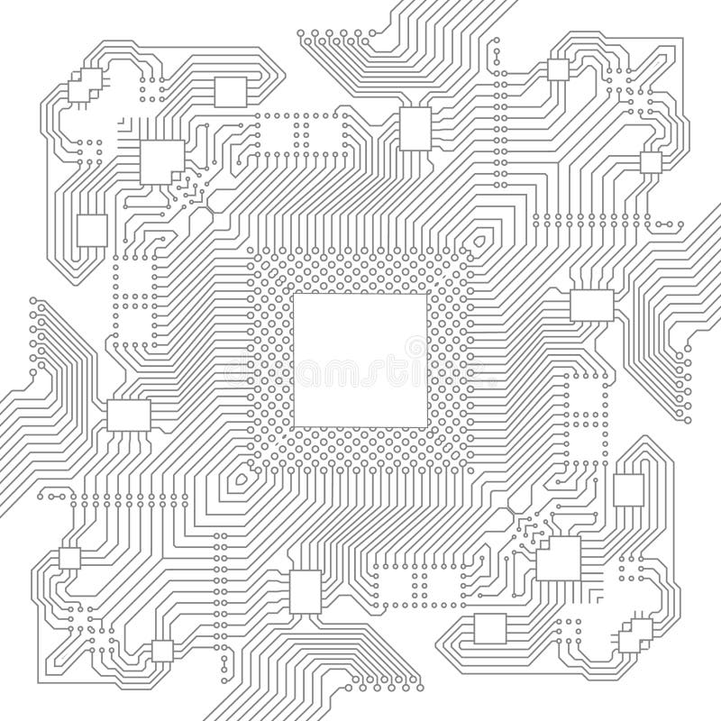 Futuristic Circuit Board Line Art. Electronic Connections and Modern ...