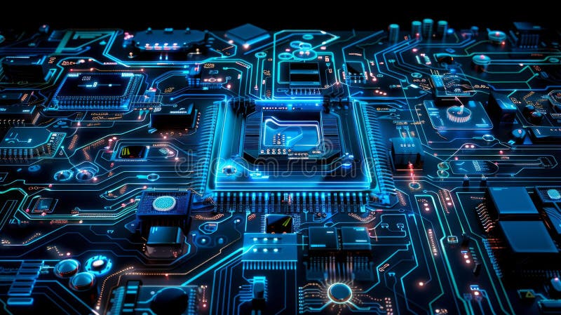 Futuristic Circuit Board Motherboard Electronic System Stock ...