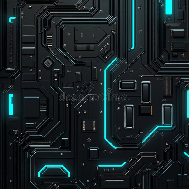 Futuristic Circuit Board Design Teal Highlights Stock Photos - Free ...