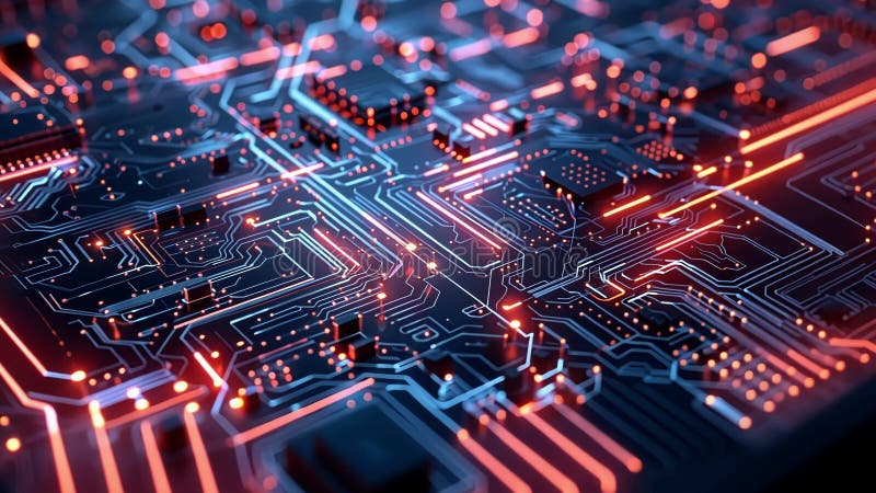 A Futuristic Circuit Board with Pathways Designed in Symmetrical ...