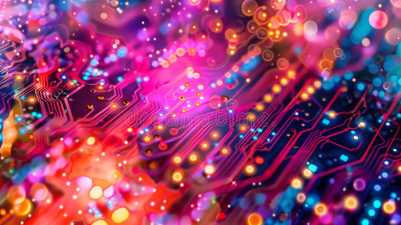Futuristic Circuit Board Patterns Burst with Vivid Colors, AI Generated ...