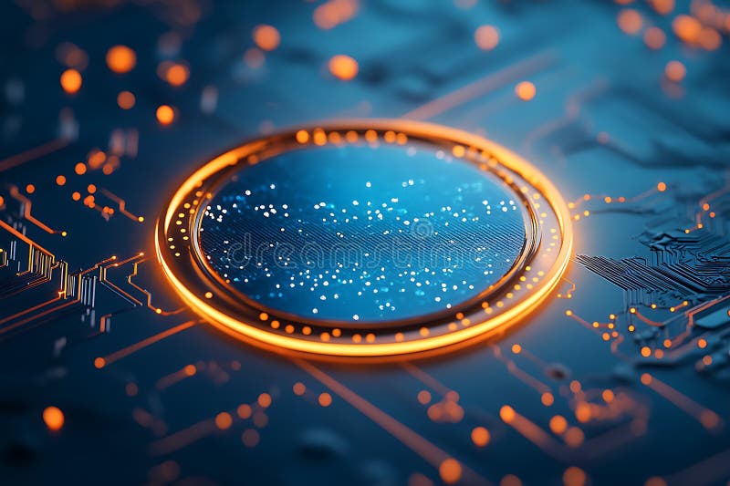 Futuristic Circuit Board Technology Abstract Digital Data Center Glow ...