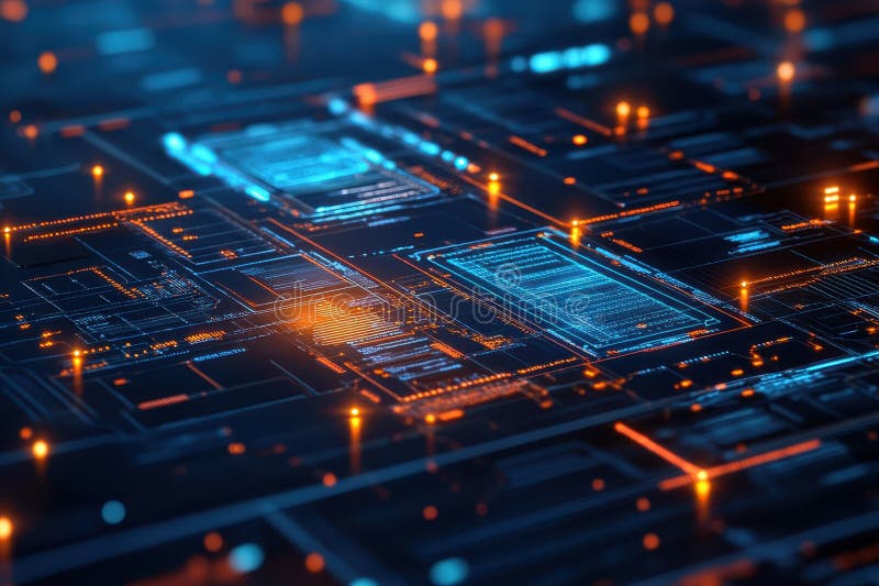 Futuristic Circuit Board Technology Data Flow Network Digital Stock ...