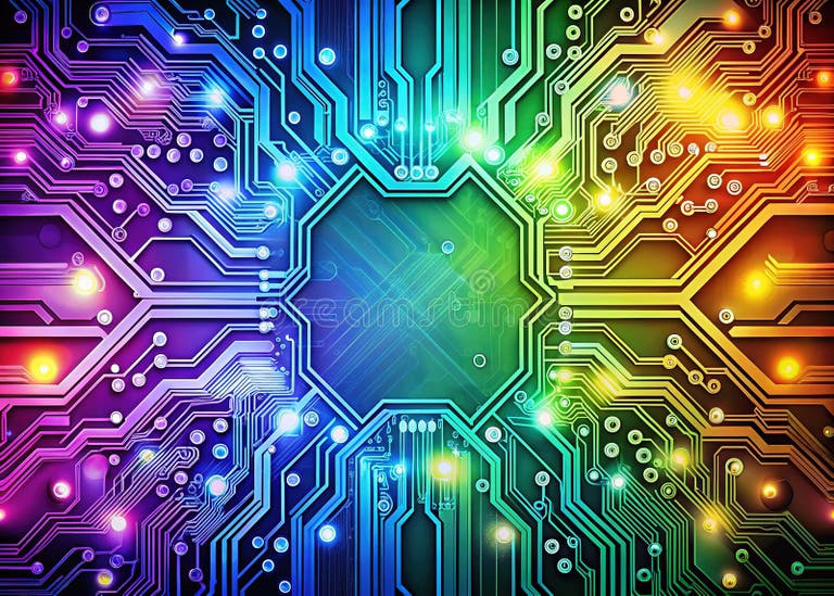 Futuristic Circuit Board Technology Pattern Overlay a Vibrant Abstract ...