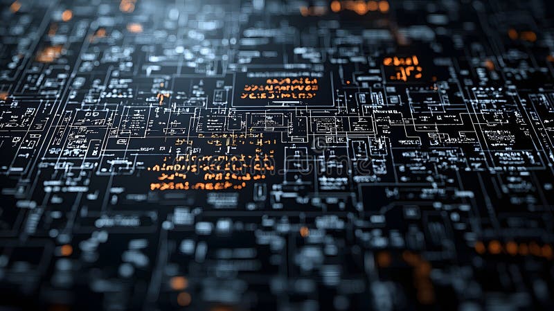 Futuristic Circuit Design with Glowing Elements Creating a Captivating ...