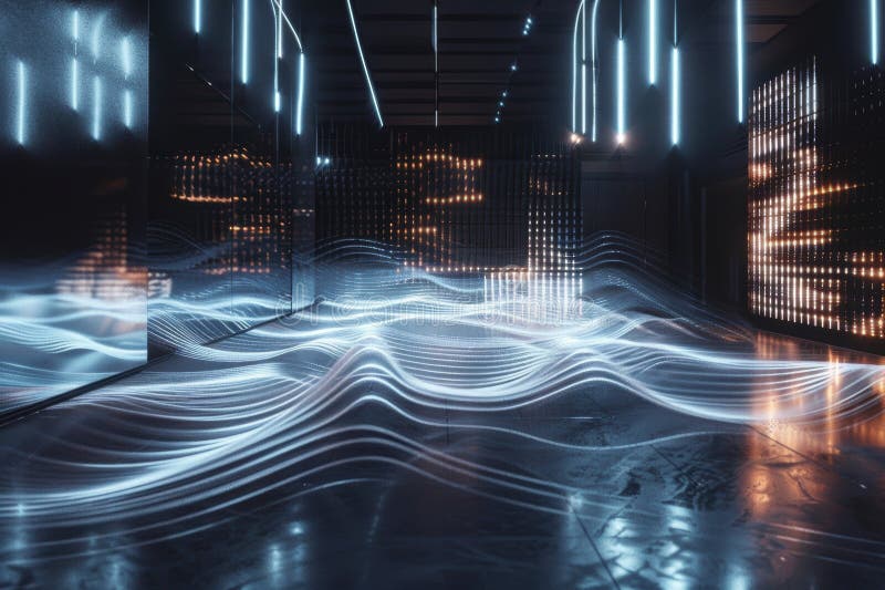 Futuristic Circuit Sound Waves on Digital Interface in High-Tech ...