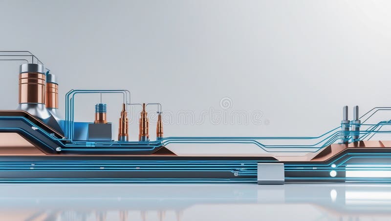 Futuristic Circuit System with Copper and Blue Details Stock ...