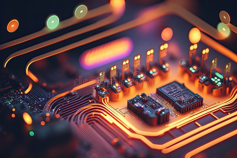 Futuristic Circuitry: Abstract Computer Motherboard and Processor with ...